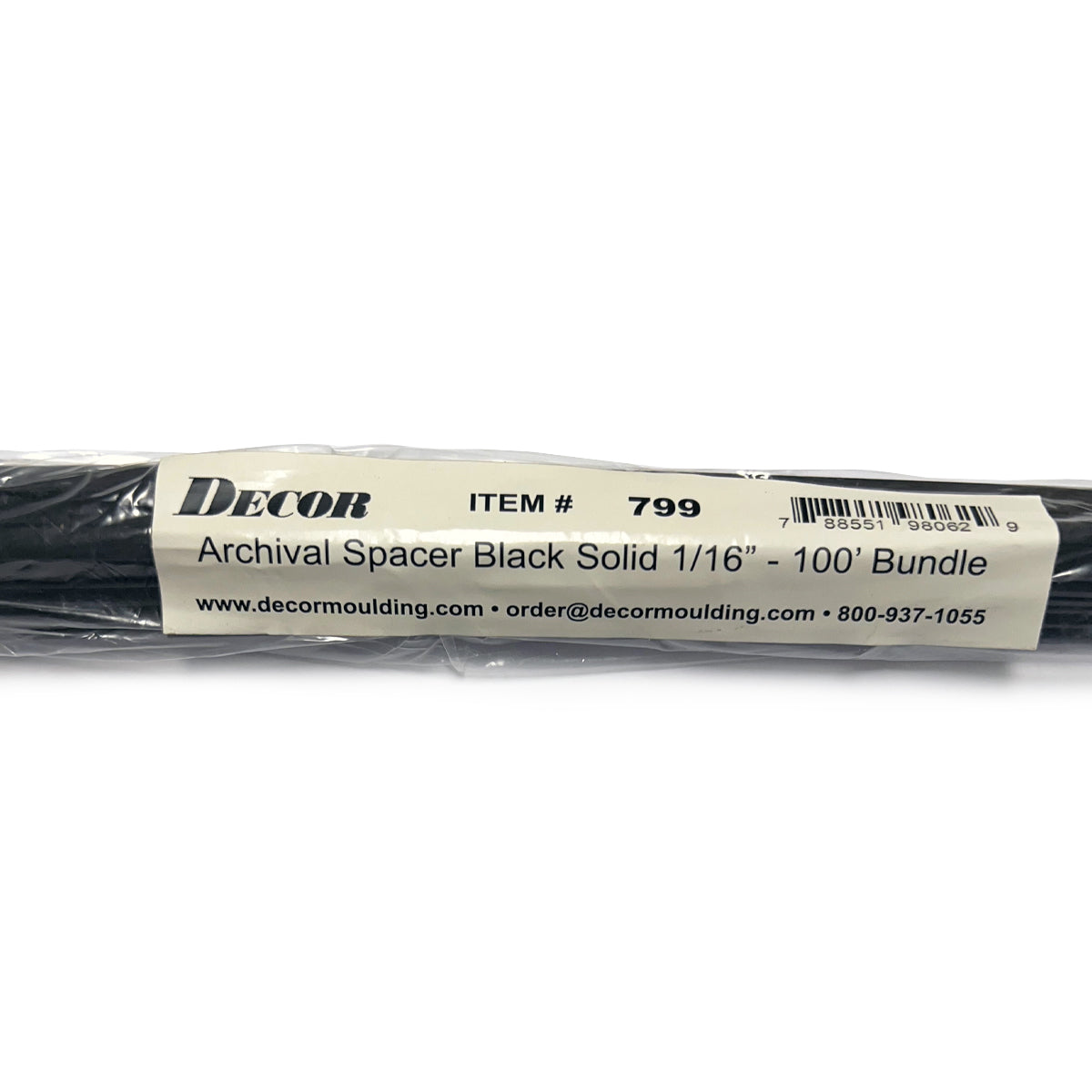 Framer Supply Archival Glass & Art Spacer – Black 1/16", 100 Ft Solid