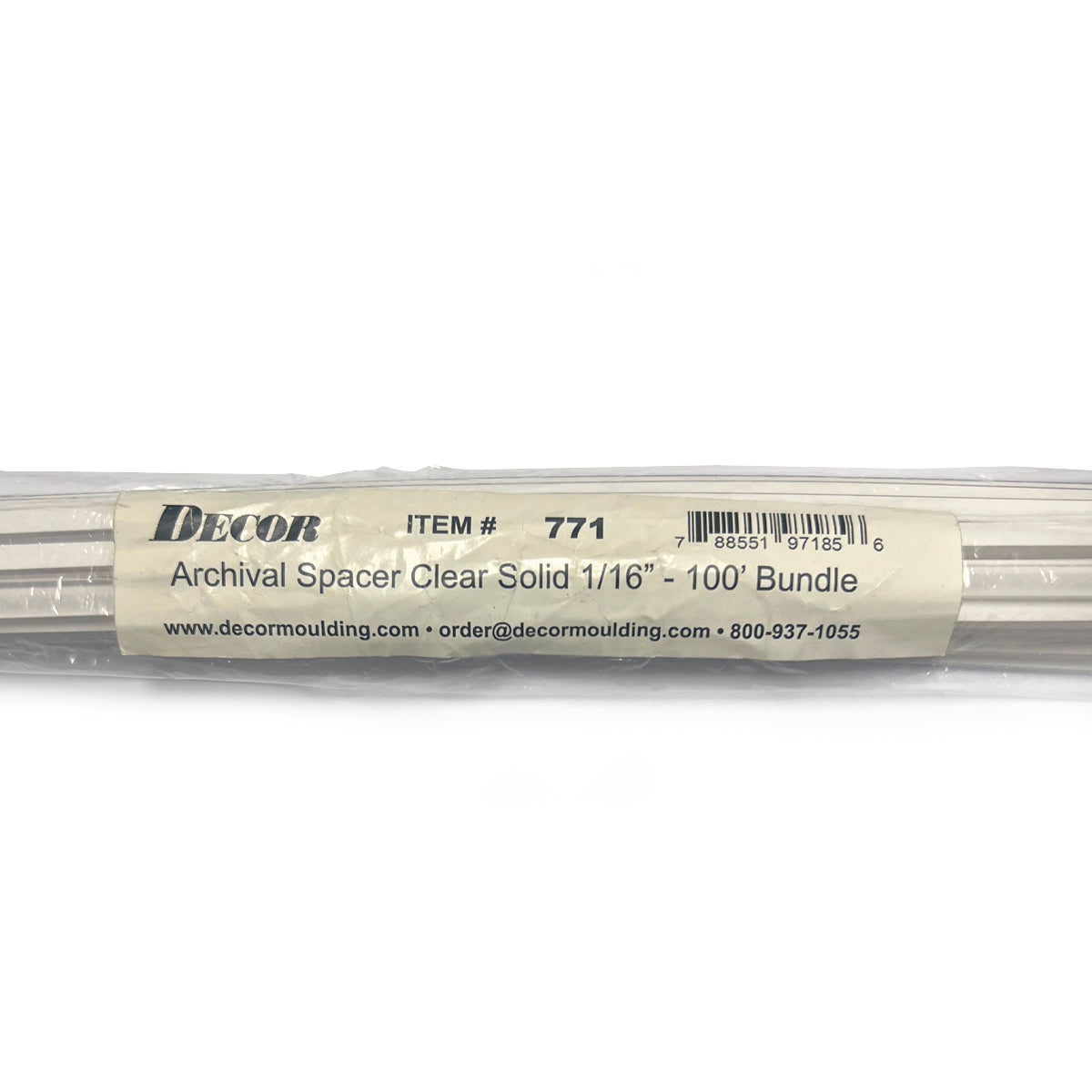 Framer Supply Archival Glass & Art Spacer – Clear 1/16", 100 Ft Solid